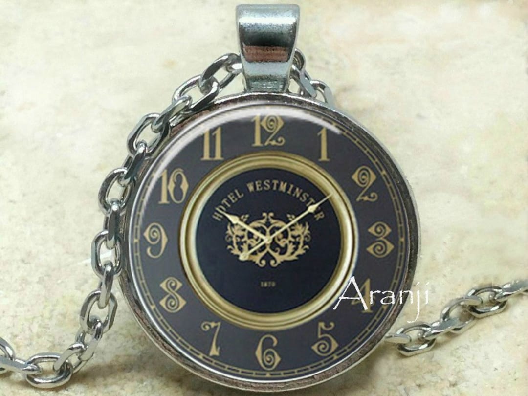 Vintage Clock Pendant, Clock Necklace, Clock Jewelry, Clock Art ...