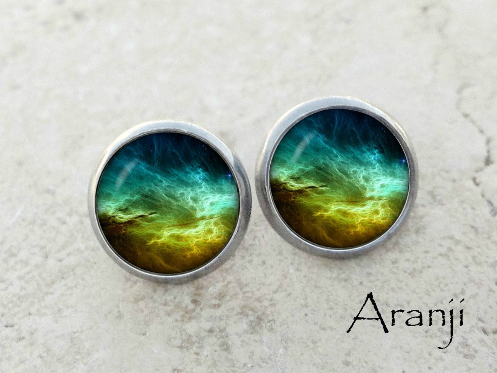 Glass Dome Nebula Earrings, Nebula Earrings, Nebula Stud Earrings ...