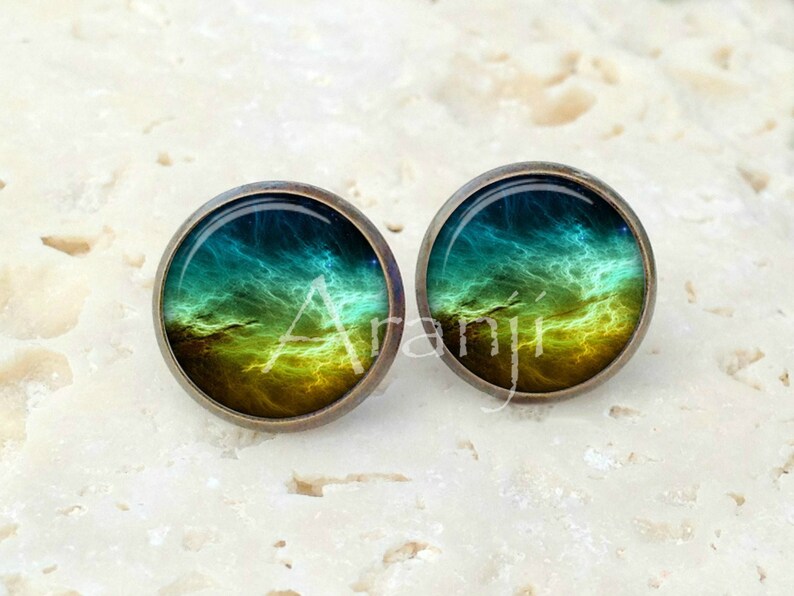 Glass Dome Nebula Earrings, Nebula Earrings, Nebula Stud Earrings ...