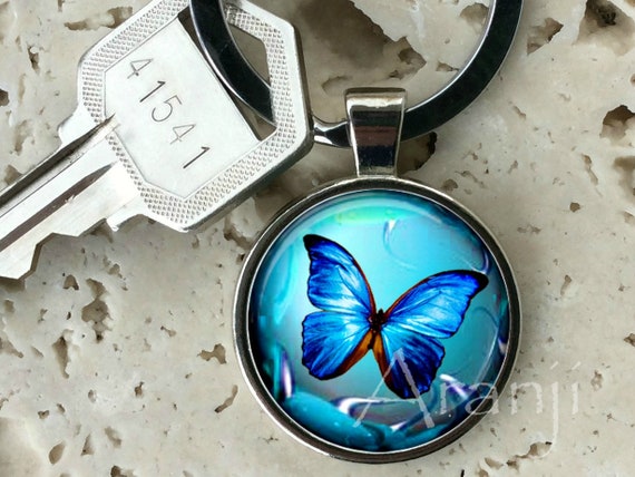 Blue Butterfly Keychain Key Chain Key Ring Key Fob Blue | Etsy