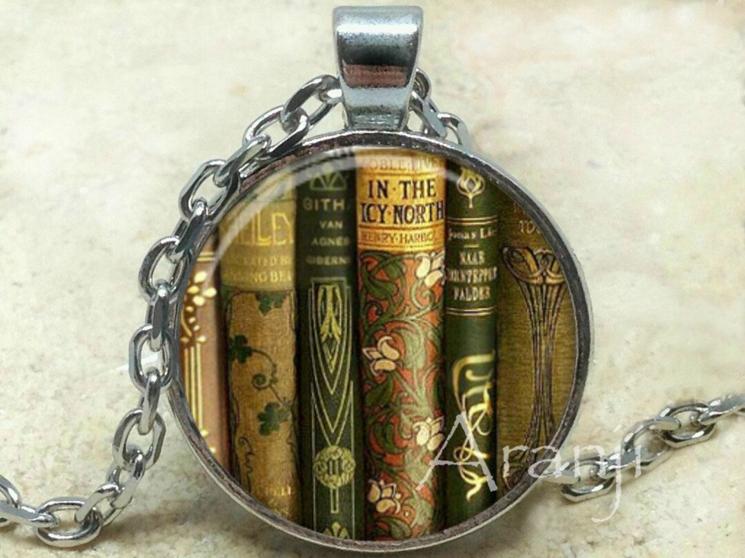 Book Pendant, Book Necklace, Book Jewelry, Bookshelf Necklace ...