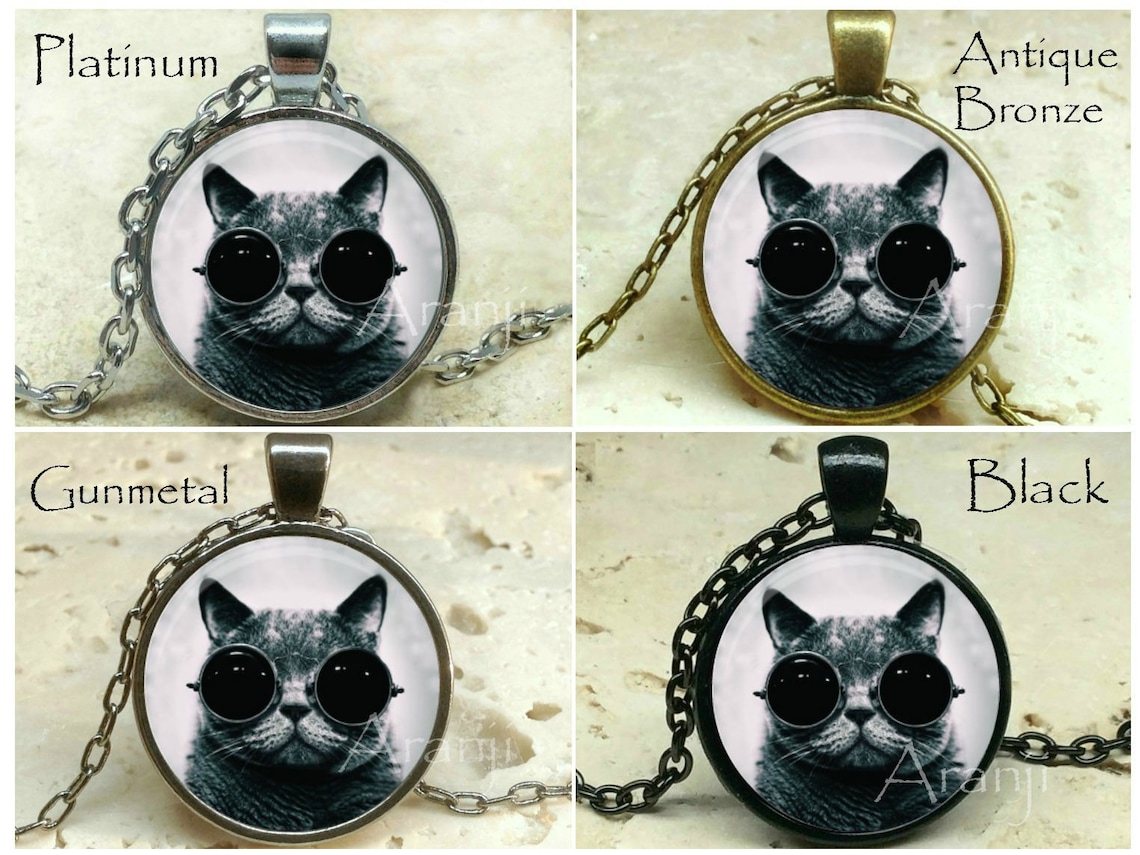 Coolest Cat Art Pendant Cat Pendant Hipster Cat Necklace - Etsy