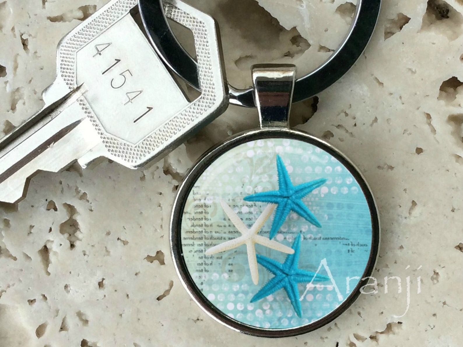 Blue Starfish Keychain Key Chain Key Ring Key Fob Starfish - Etsy