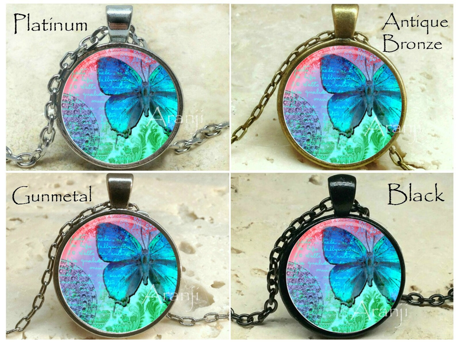 Blue Butterfly Pendant Butterfly Necklace Butterfly Jewelry - Etsy