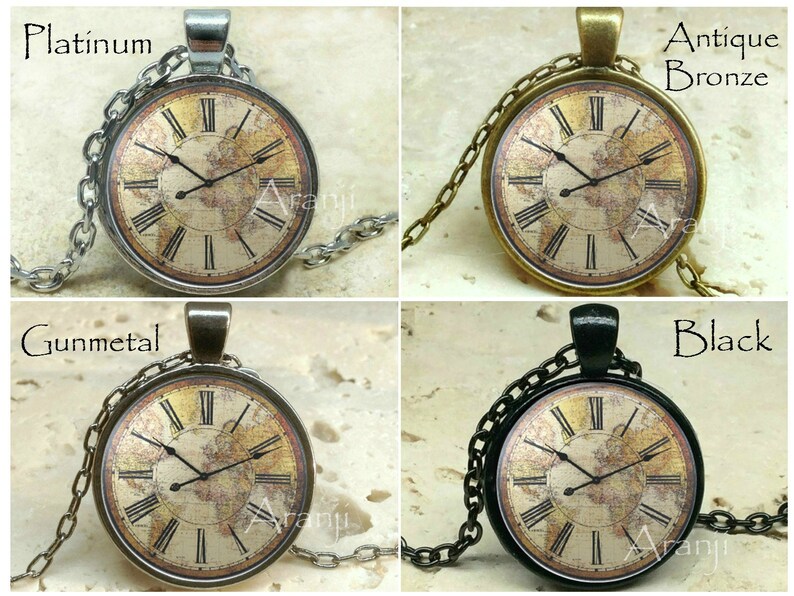 Clock Pendant, Clock Necklace, Clock Jewelry, Clock Art Necklace ...