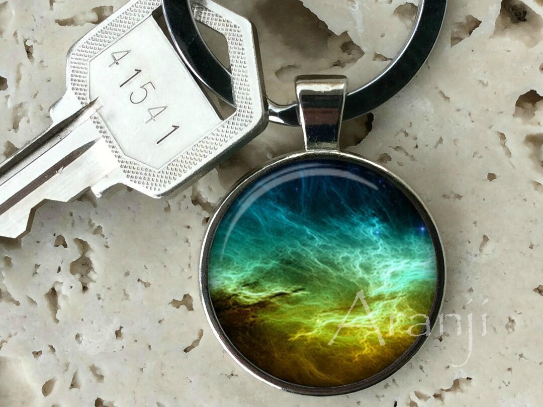 Turquose Nebula Keychain, Key Chain, Key Ring, Key Fob, Nebula Keychain ...