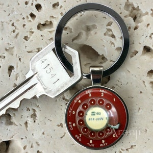 Red Telephone Keychain, Key Chain, Key Ring, Key Fob, Phone Keychain ...