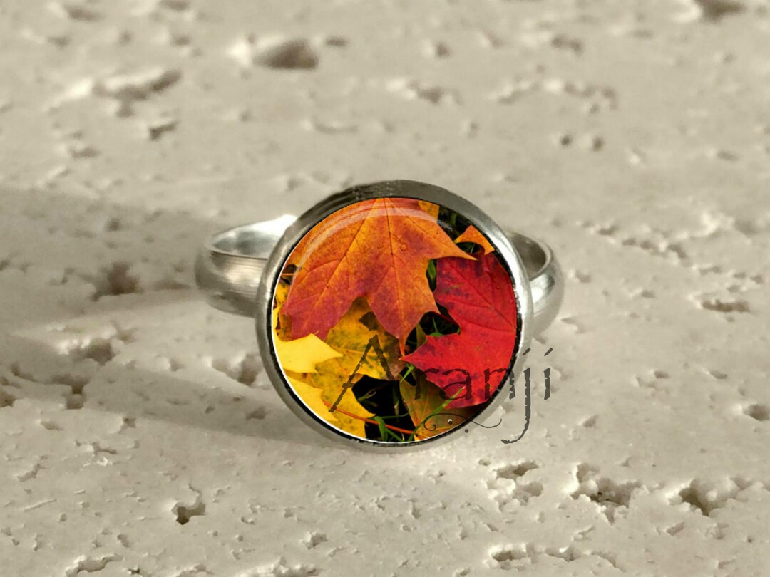 Fall Leaves Ring, Fall Leaves Adjustable Stainless Steel Ring, Autumn ...