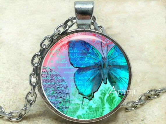 Blue butterfly pendant butterfly necklace butterfly jewelry blue butterfly jewelry blue butterfly necklace Pendant AN102P