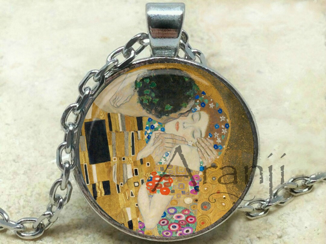 Klimt the Kiss Art Pendant, Klimt Necklace, Klimt Pendant, the Kiss ...
