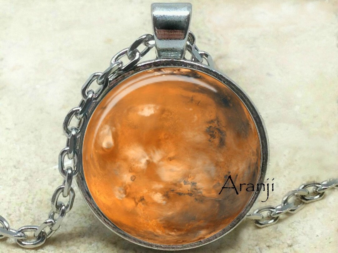 Planet Mars Art Pendant, Planet Pendant, Space Pendant, Mars Necklace ...