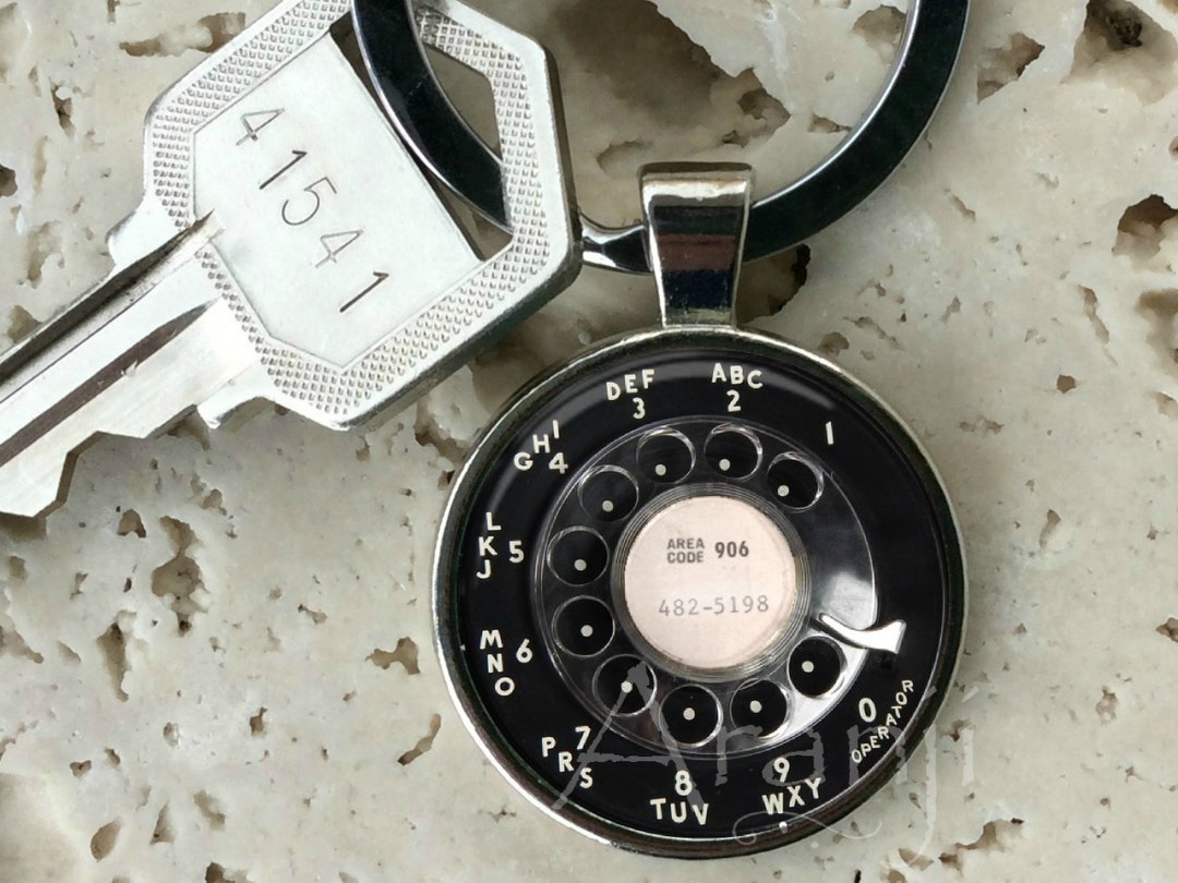 Black Telephone Keychain, Key Chain, Key Ring, Key Fob, Phone Keychain ...