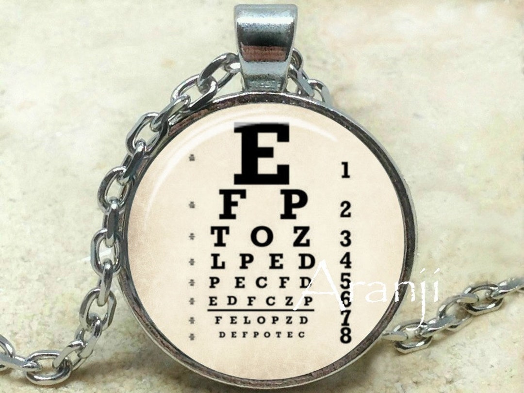 Vintage Eye Chart Art Pendant, Eye Chart Necklace, Snellen Chart ...