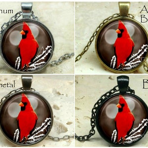 Red Cardinal Art Pendant, Red Cardinal Necklace, Red Cardinal Jewelry ...