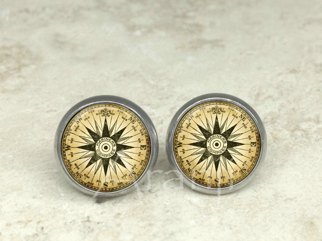 Compass Art Earrings, Compass Art Stud Earrings, Compass Earrings ...