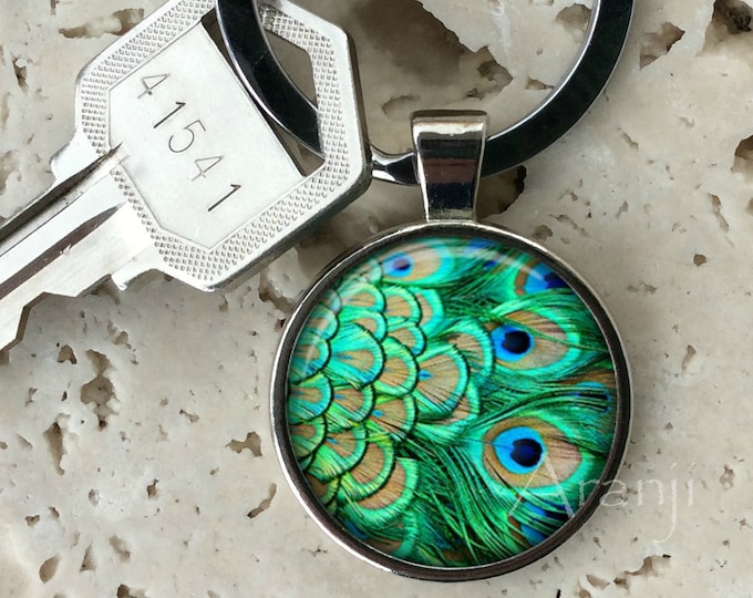 Peacock Keychain, Key Chain, Key Ring, Key Fob, Peacock Keychain ...