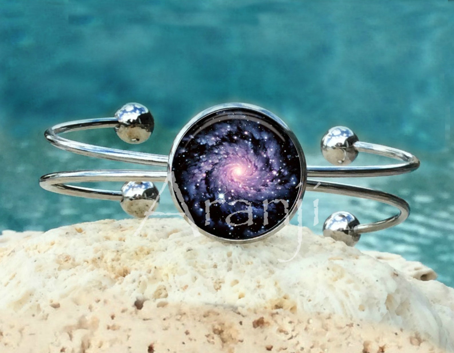 Spiral Galaxy Art Cuff Bracelet, Galaxy Bracelet, Milky Way Bracelet ...