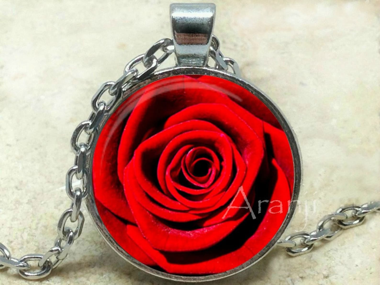 Red Rose Necklace Red Rose Pendant Rose Necklace Red Rose | Etsy