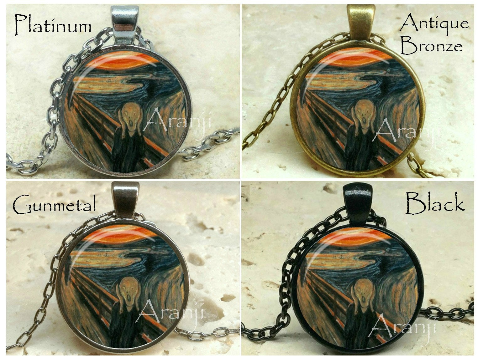 Edvard Munch the Scream Art Pendant, the Scream Necklace, the Scream ...