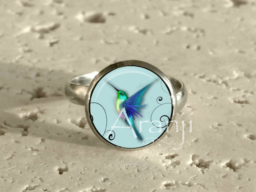 Hummingbird Ring, Hummingbird Art Ring, Bird Art Ring, Hummingbird ...