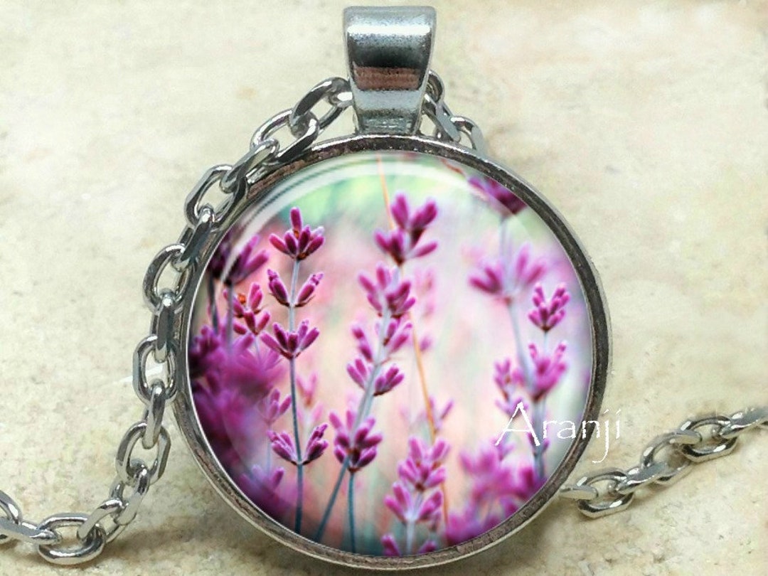 Lavender Art Pendant, Lavender Necklace, Lavender Flower Pendant ...