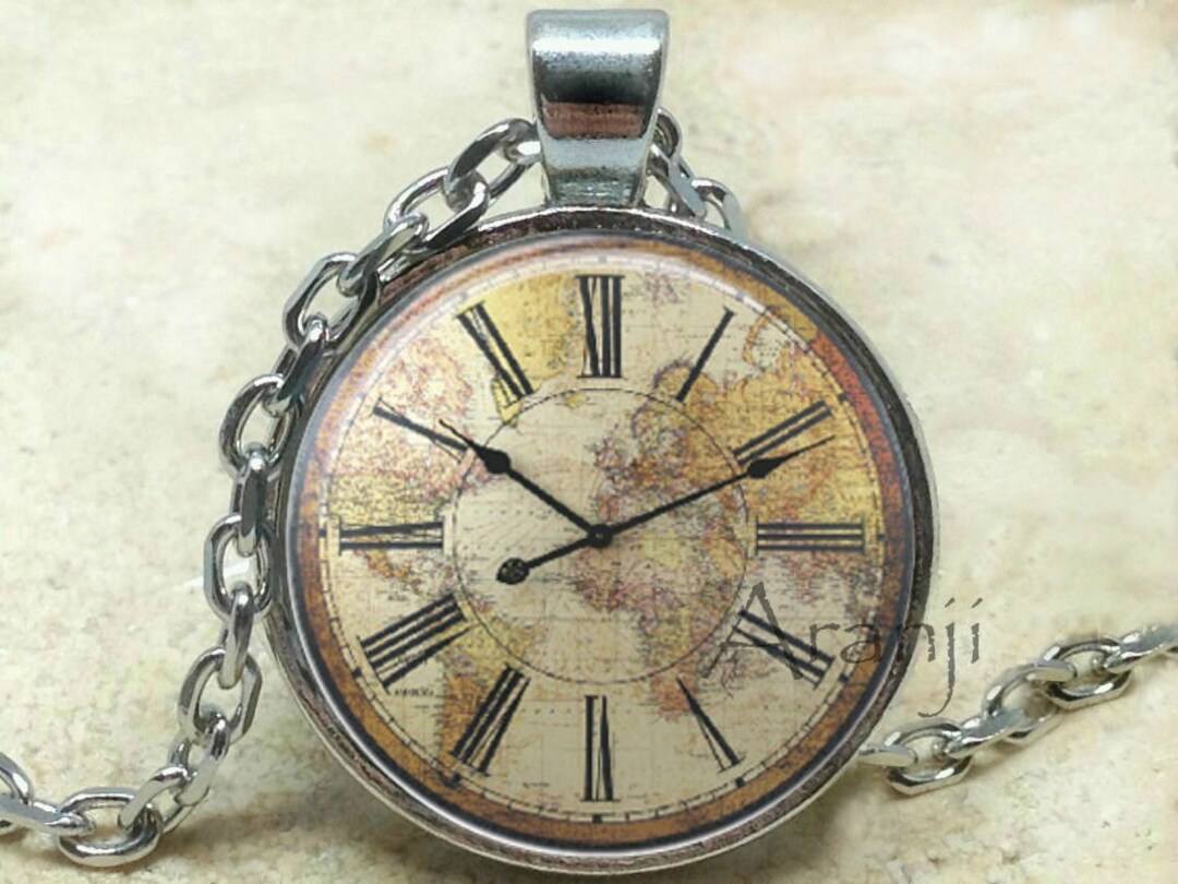Clock Pendant, Clock Necklace, Clock Jewelry, Clock Art Necklace ...