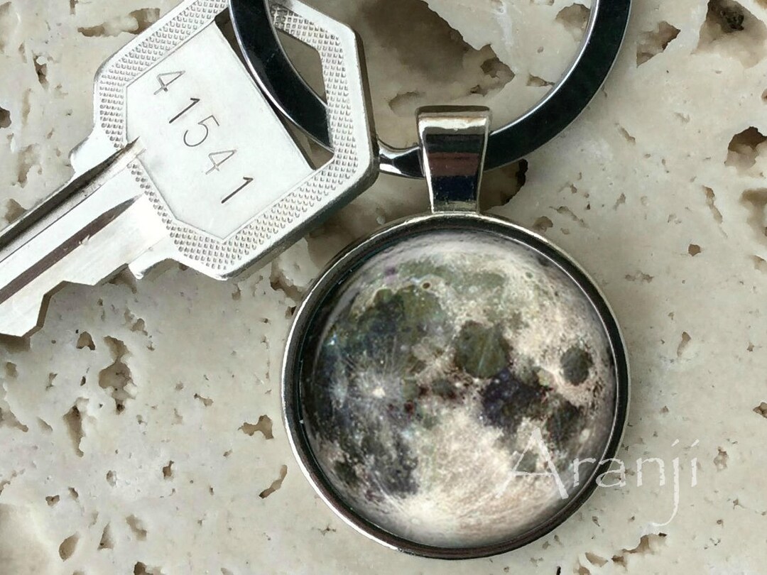 Full Moon Keychain, Key Chain, Key Ring, Key Fob, Moon Keychain, Full ...
