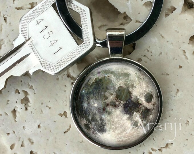 Full Moon Keychain, Key Chain, Key Ring, Key Fob, Moon Keychain, Full ...