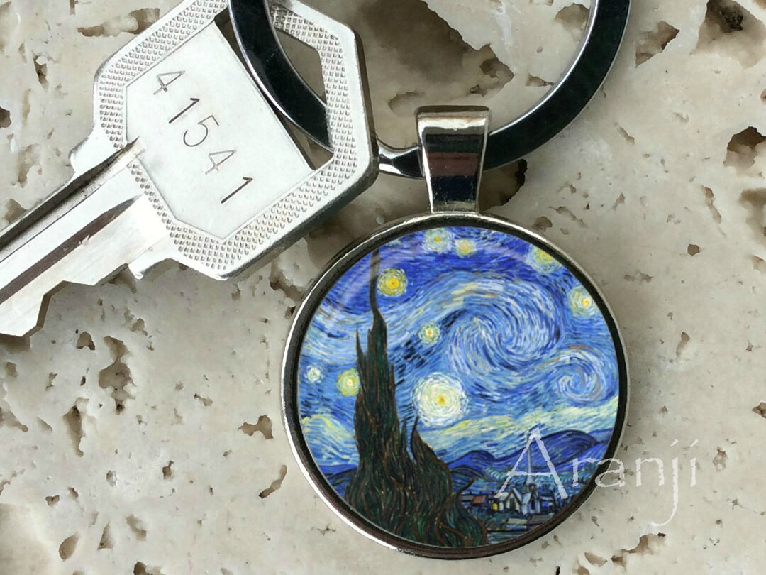 Starry Night Keychain, Key Chain, Key Ring, Key Fob, Starry Night Key ...