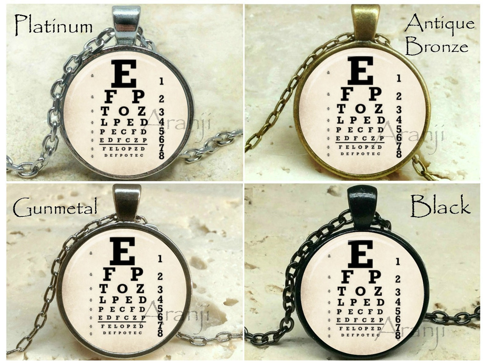 Vintage Eye Chart Art Pendant Eye Chart Necklace Snellen | Etsy