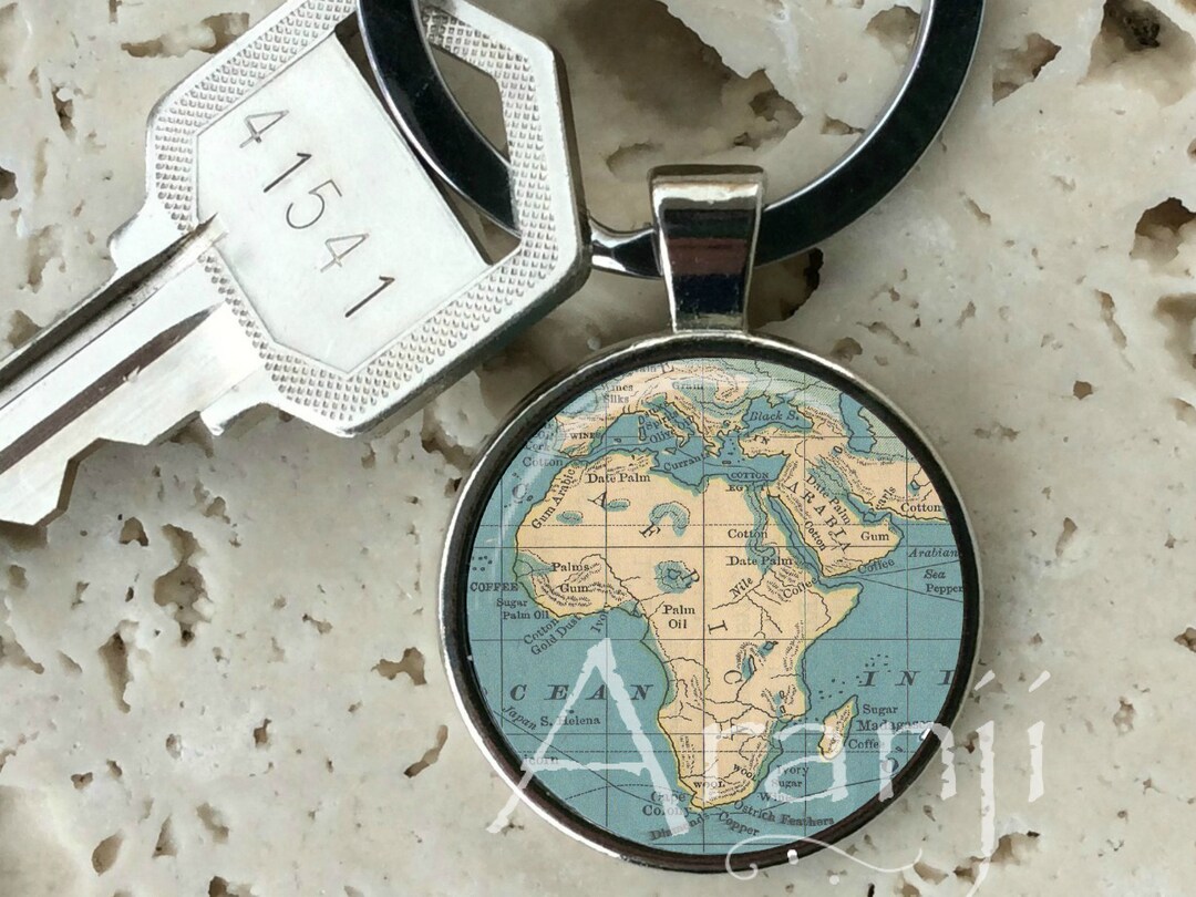 Africa Keychain, Map of Africa Key Chain, Key Ring, Africa Key Fob ...