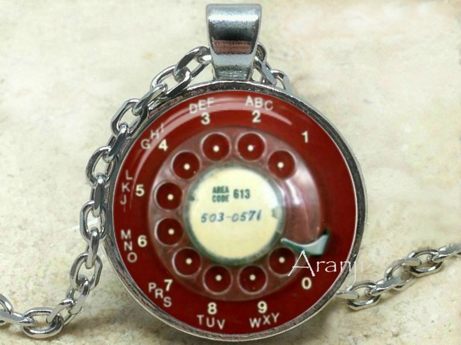 Red Telephone Art Pendant Telephone Necklace Telephone - Etsy