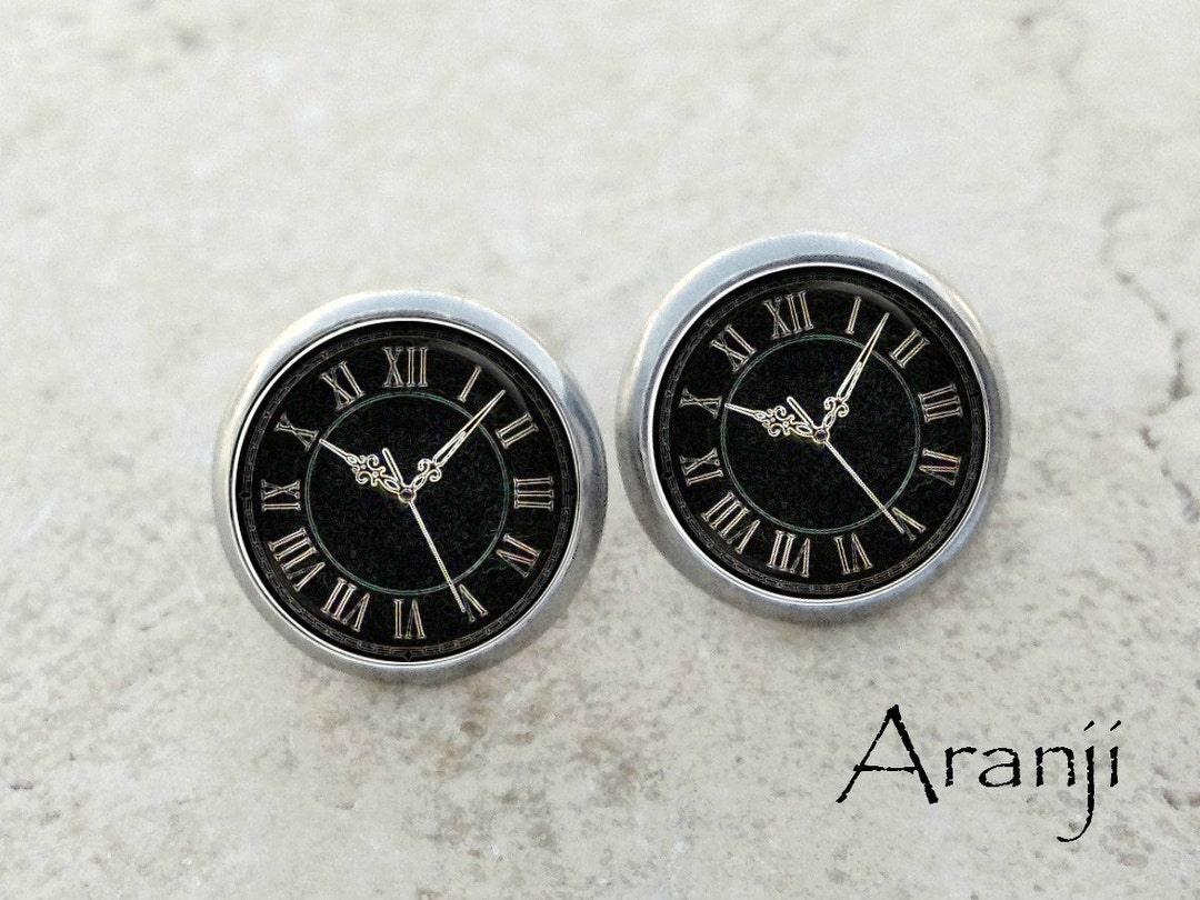 Glass Dome Clock Earrings, Vintage Clock Earrings, Clock Earrings ...