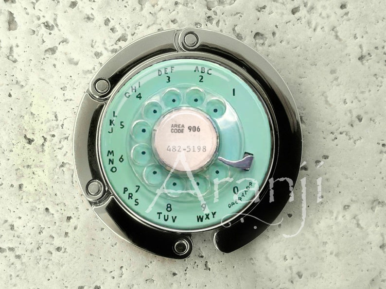 Rotary Phone Purse Hanger, Tabletop Purse Hanger, Purse Hanger, Purse Hook, Blue Phone Dial ...