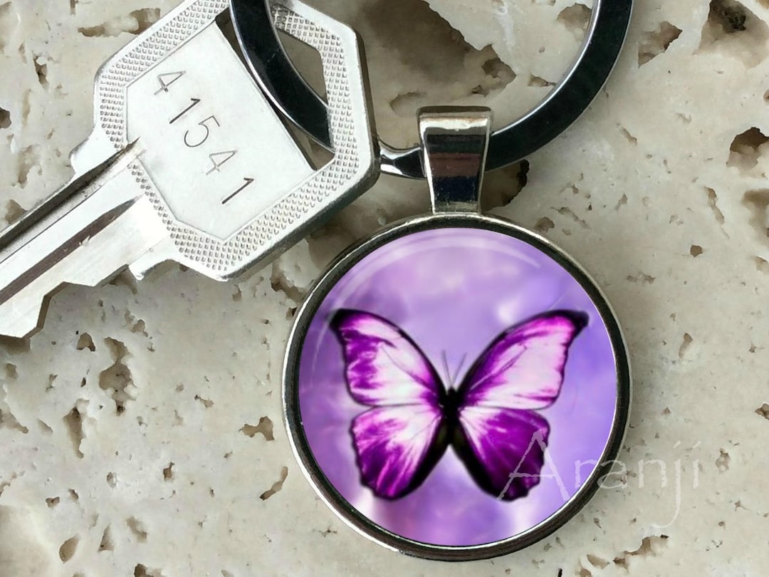 Purple Butterfly Keychain, Key Chain, Key Ring, Key Fob, Purple ...