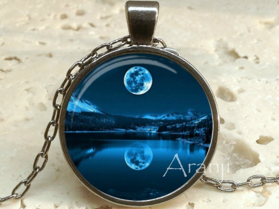 Moonlight Reflections Art Pendant Full Moon Pendant Moon - Etsy