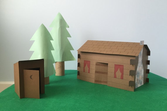 Log Cabin & Outhouse Printable Papercraft | Etsy