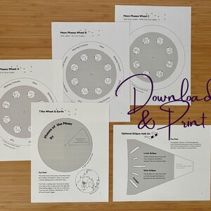 Moon Phases Wheel: Black & White Printable With Eclipse Fold-out - Etsy