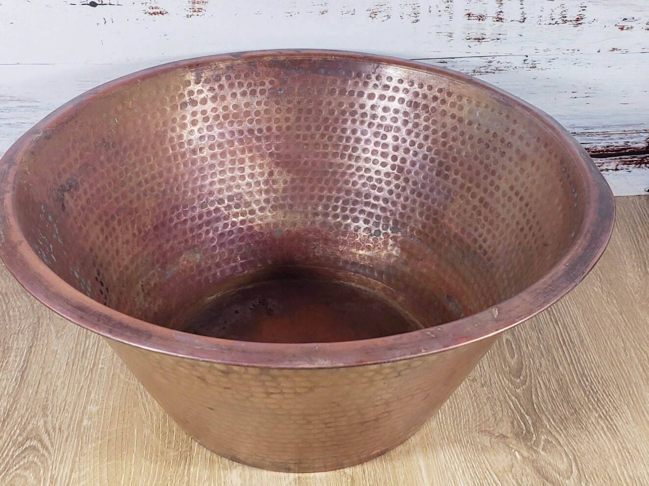Vintage 17 Hammered Copper Basin Pot Garden Yard Planter Wash Tub Bowl ...