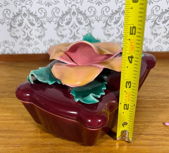 Vintage Johannes Braham Pottery Trinket Box: Burgundy… - Gem