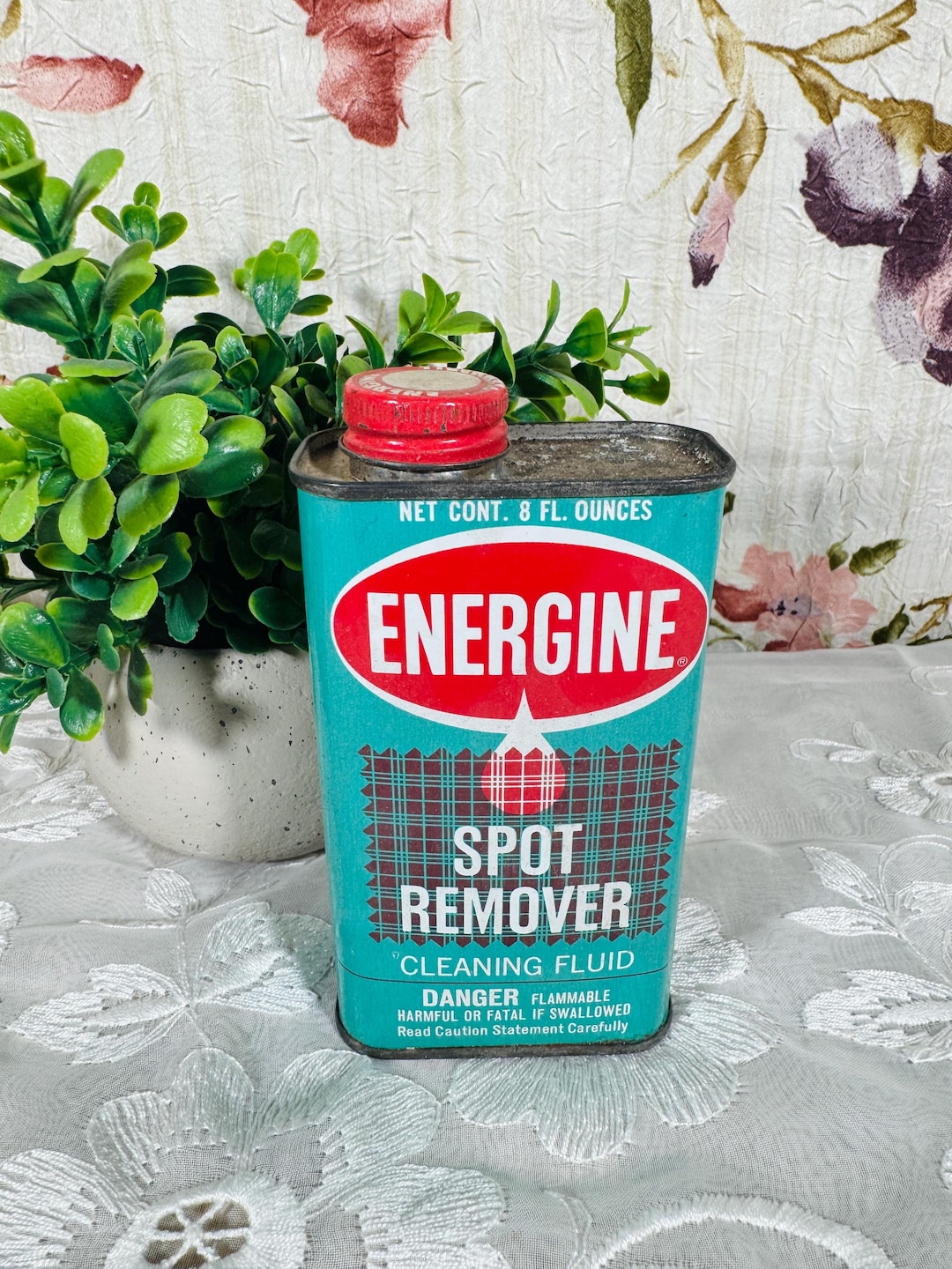 Vintage Energine Spot Remover - 1940's Tin Litho 8 Oz Empty Can - Etsy