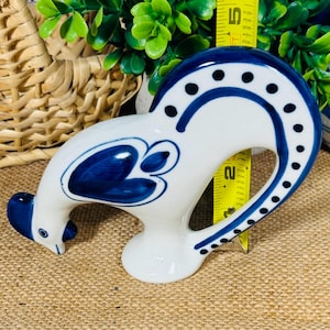 Vintage Gzhel Porcelain Cobalt & White Rooster and Hen Pair Figurines ...