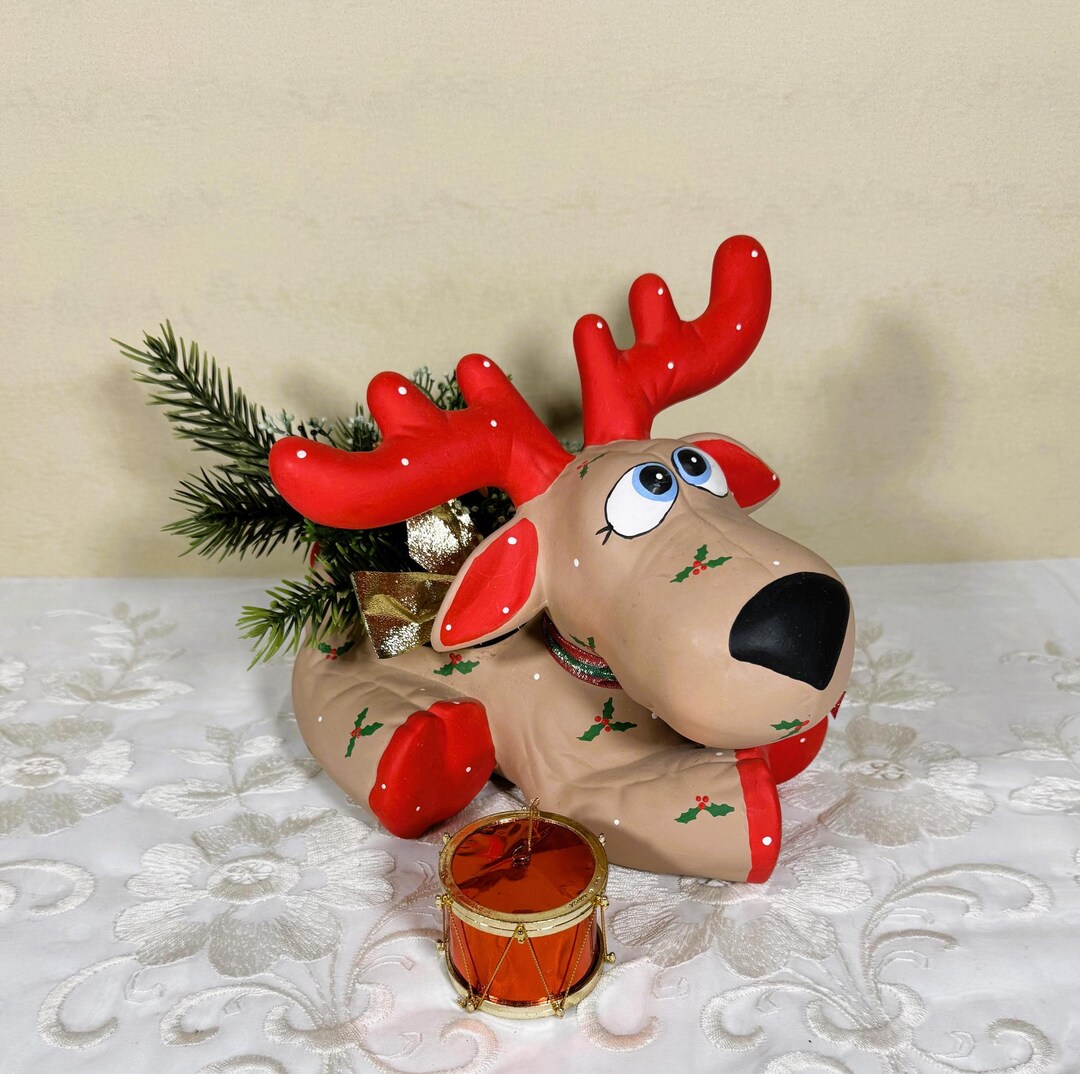 Vintage Kimple Mold Ceramic Polka Dot Reindeer Patchwork Quilt ...