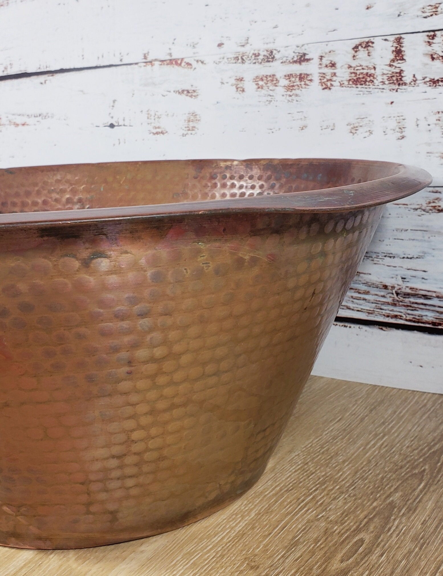 Vintage 17 Hammered Copper Basin Pot Garden Yard Planter Wash Tub Bowl ...
