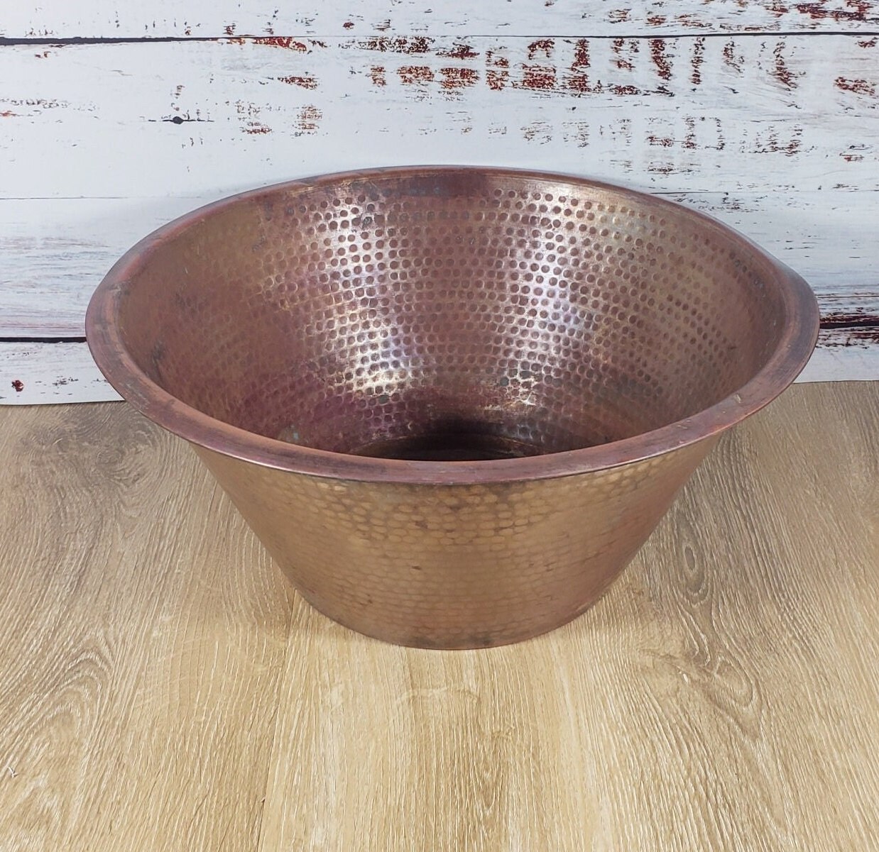 Vintage 17 Hammered Copper Basin Pot Garden Yard Planter Wash Tub Bowl ...