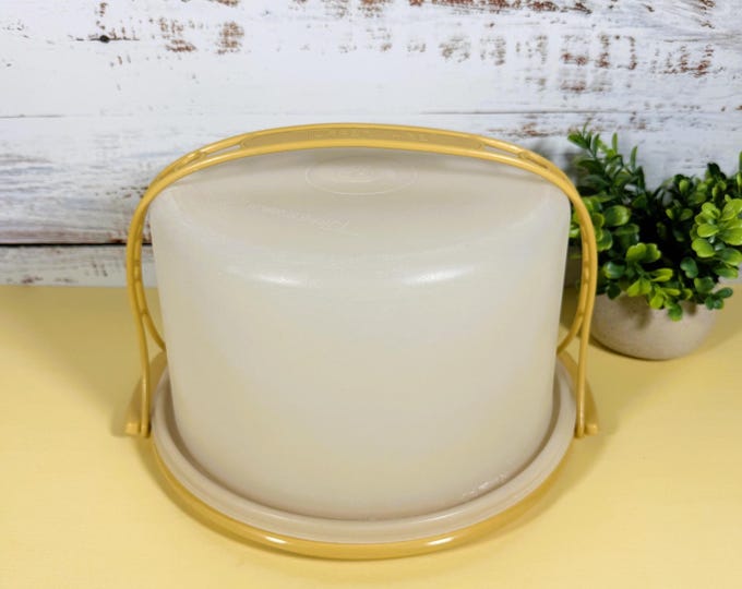 Vintage Tupperware Layer Cake Carrier With Sheer Lid Harvest Gold Base ...