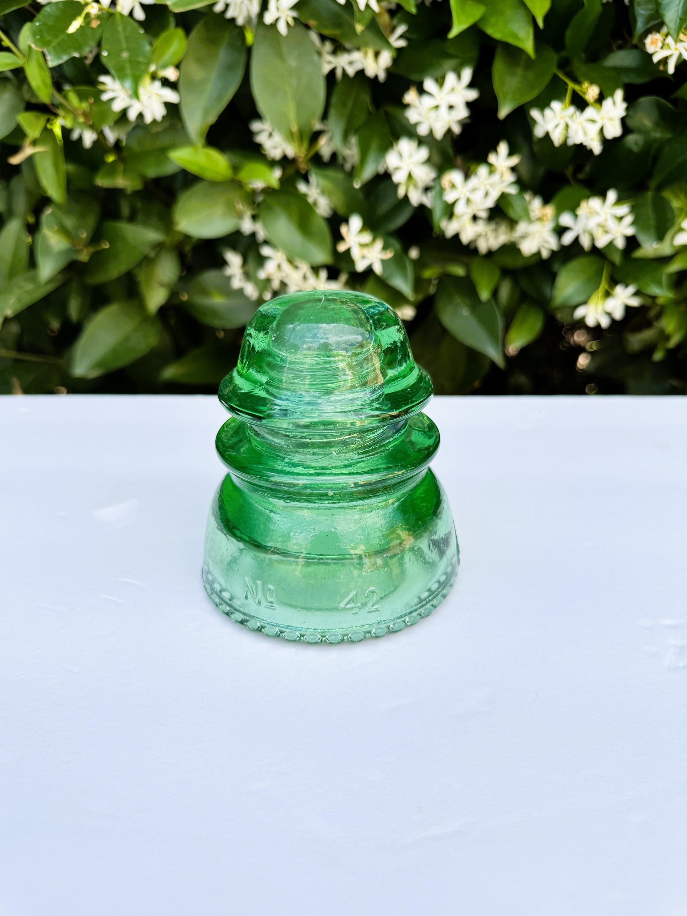 Vintage Apple Green Mclaughlin No. 42 Depression Glass Insulator Drip ...