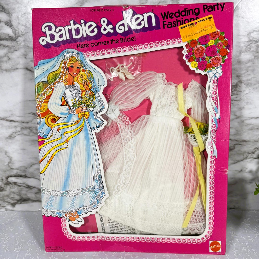 Vintage 1979 Mattel Barbie & Ken Wedding Party Fashions - Wedding Dress ...