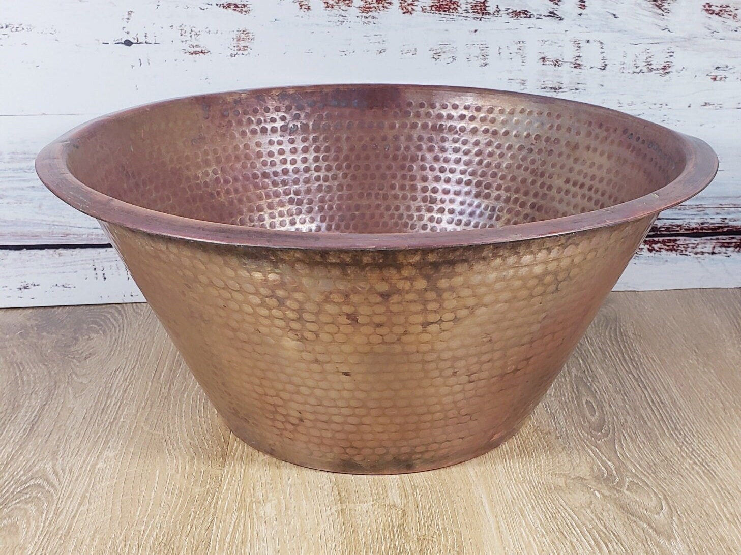 Vintage 17 Hammered Copper Basin Pot Garden Yard Planter Wash Tub Bowl ...