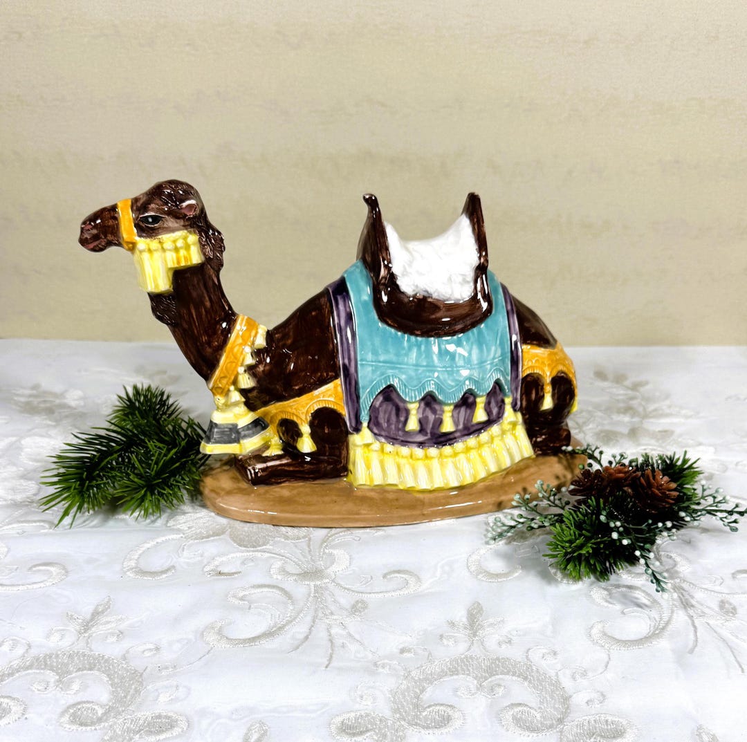 Vintage Hand Painted 10" Nativity Laying Camel Byron Mold Ceramics 1984 ...